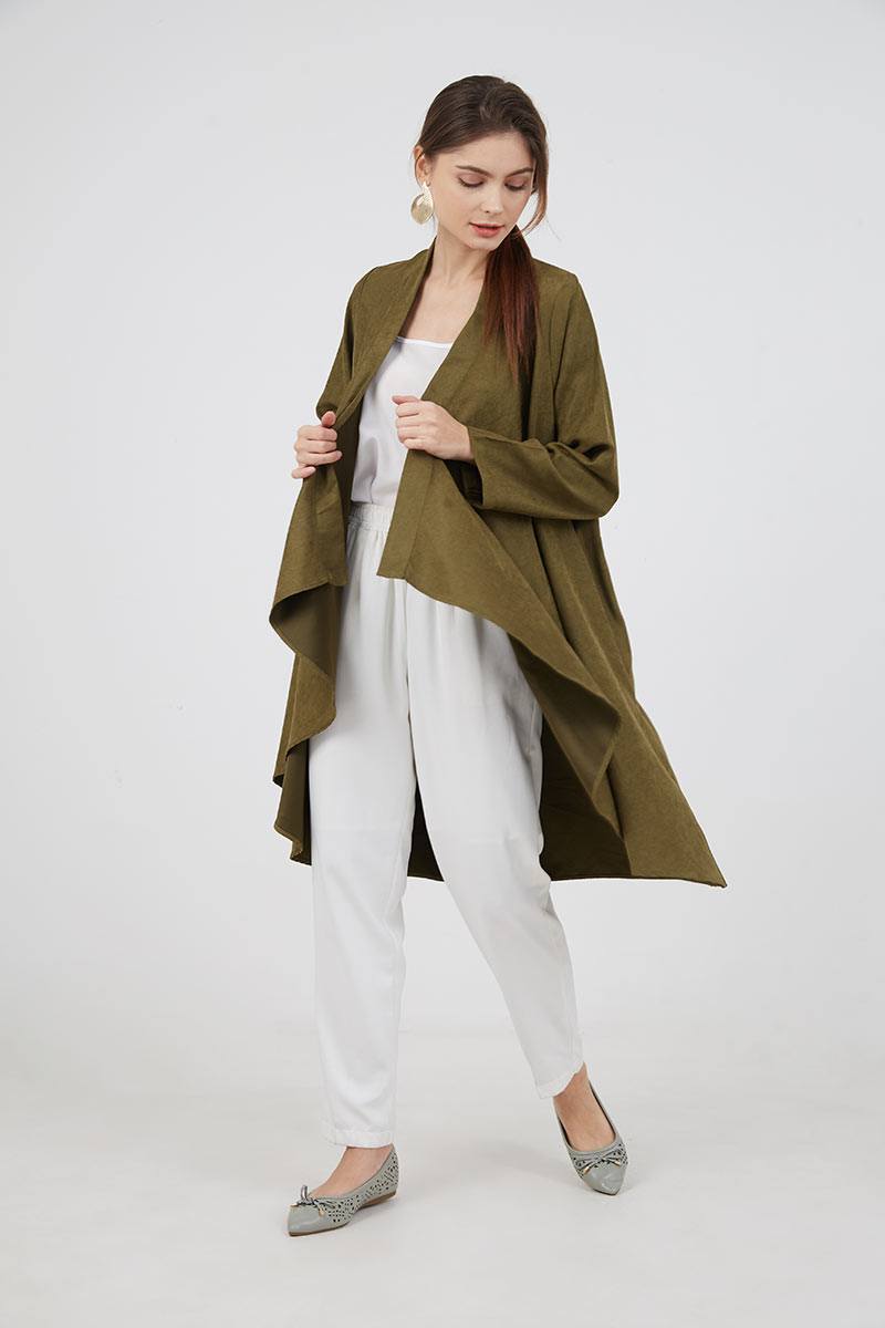 Sell Falisa Waterfall Cardigan Army Outerwear | Berrybenka.com