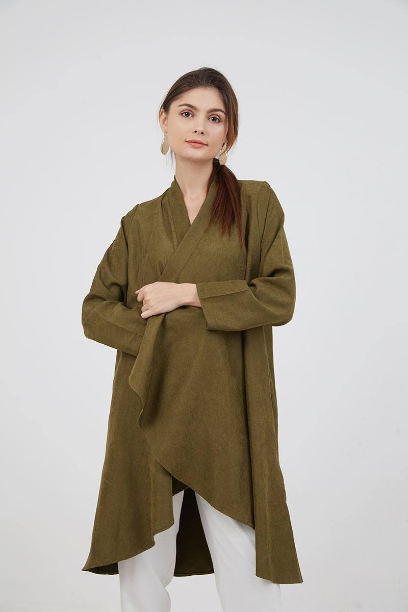 Sell Falisa Waterfall Cardigan Army Outerwear | Berrybenka.com