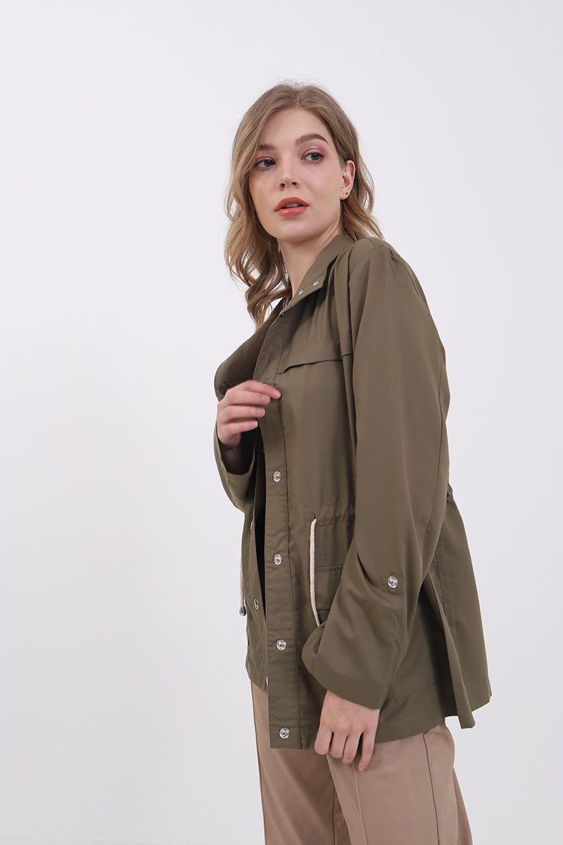 Sell Bianca Drawstring Jacket Olive Outerwear | Berrybenka.com